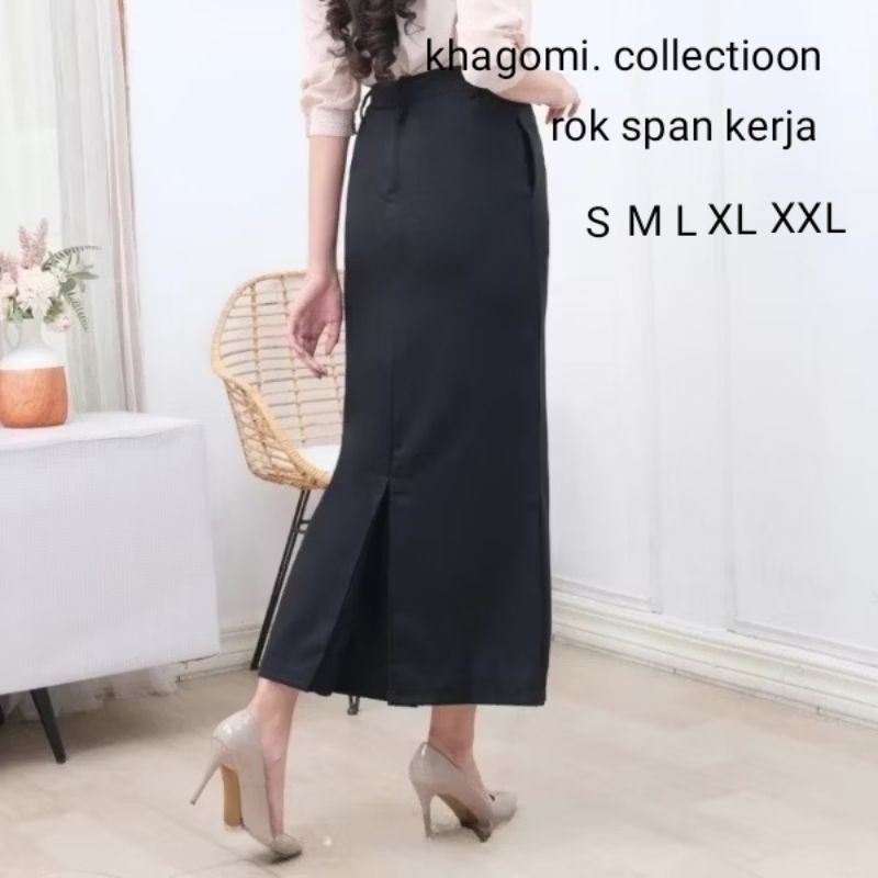 Jual ROK SPAN KERJA WANITA HiTam /ROK KANTOR PANJANG | Shopee Indonesia
