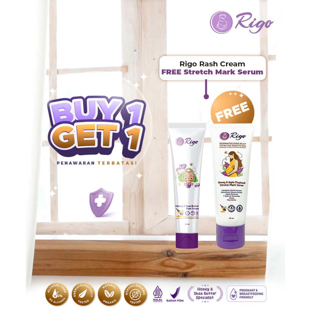 Jual PROMO Buy 1 Get 1 Rigo Honey & Shea Butter Rash Cream Baby 50ml l ...