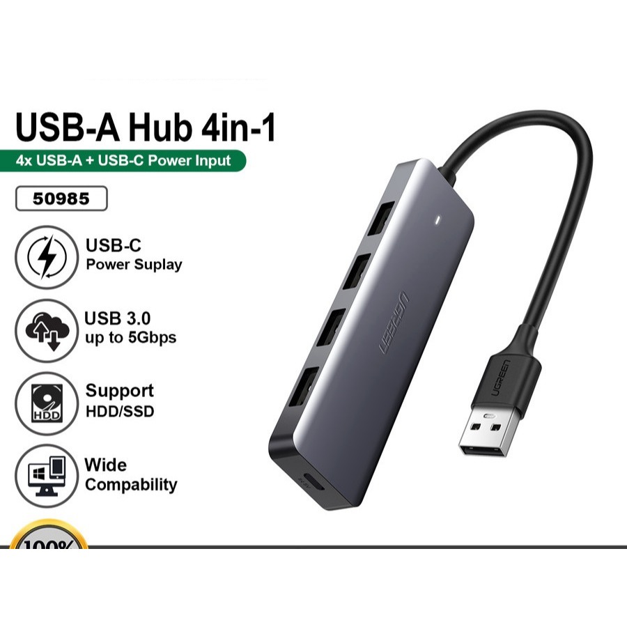 Jual UGREEN USB HUB A To USB 3.0 4 port &1 port Type C - 50985 garansi resmi | Shopee Indonesia