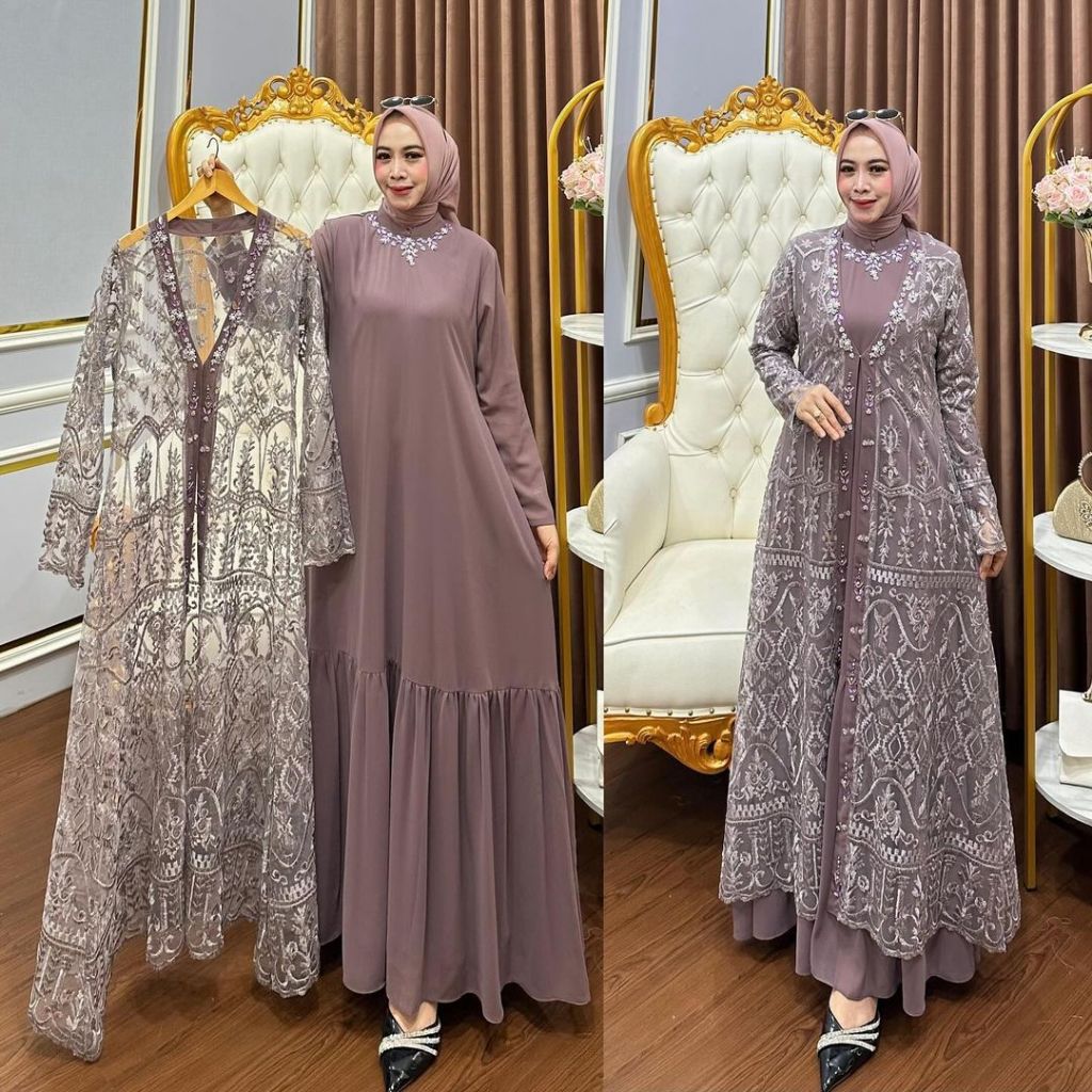 Jual Gamis Arimbi Brokat Ceruty Elegan, Model Terbaru 2025, Outer ...