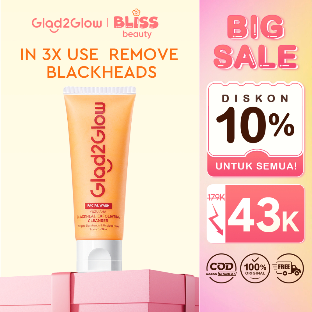 Jual [Toko Resmi]Glad2Glow Yuzu Blackhead Cleanser AHA EXFOLIATING ...
