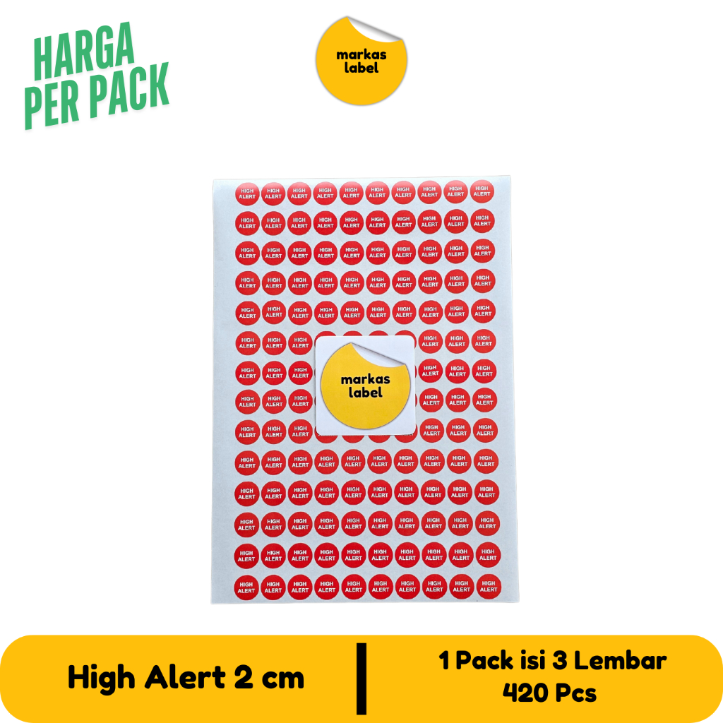 Jual MARKAS LABEL Sticker Obat High Alert 2 cm 420 pcs | Shopee Indonesia