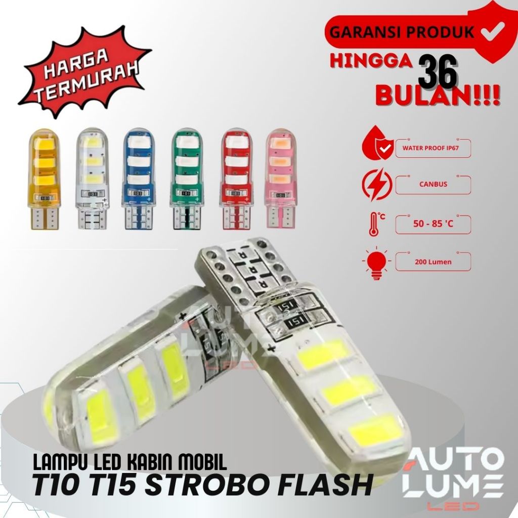 Jual 【AutoLume】Lampu Led T10 T15 6 MATA LAMPU MOTOR DAN MOBIL FLASH LED ...