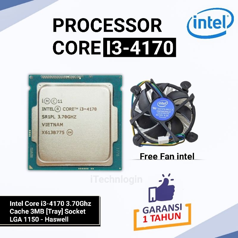 Jual Processor Intel Core i3 4170 3.70Ghz Tray LGA 1150 Free Fan Intel Garansi 1 Tahun | Shopee ...
