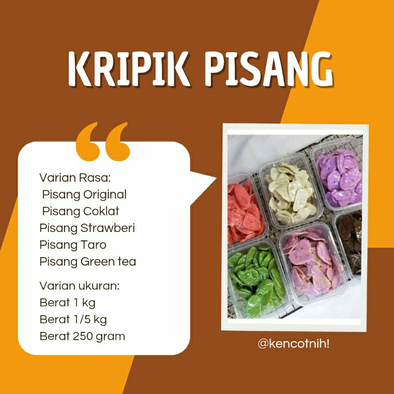 Jual KRIPIK PISANG VARIAN RASA (Original, Cokelat, Stroberi, Greentea ...