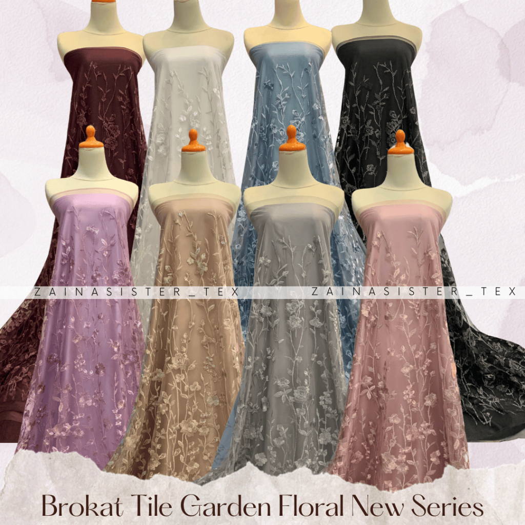 Jual 1/2 Meter Kain Brokat Tile Motif Bunga Garden Floral Benang ...