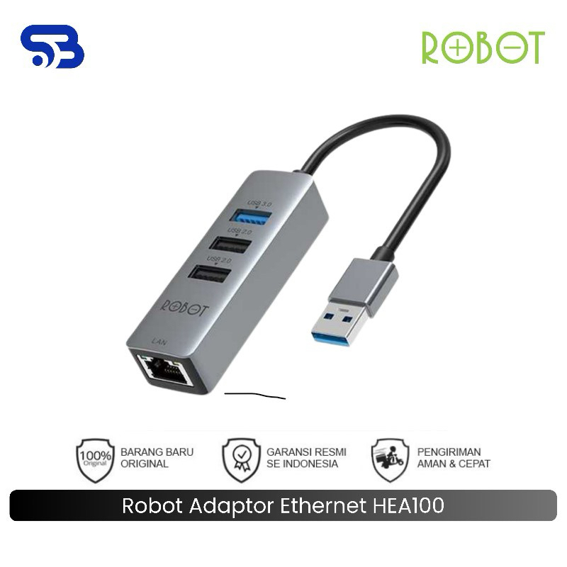 Jual ROBOT HEA100 USB Hub 4 in 1 USB 3.0 / 2.0 Ethernet Adapter to RJ45 ...