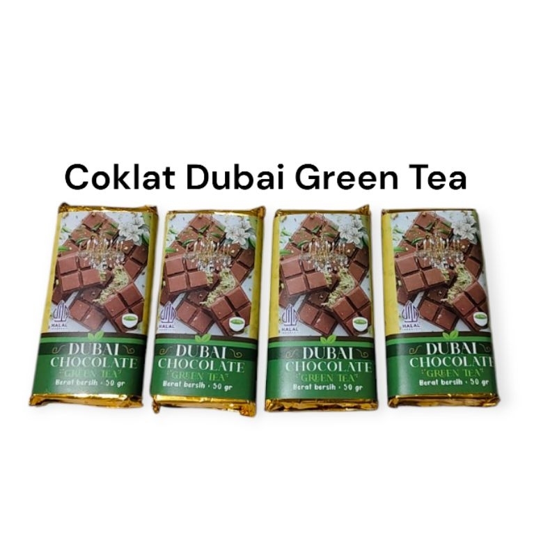 Jual Coklat Dubai Green Tea Pistachio kunafa 50g (9x4 cm) | Shopee ...