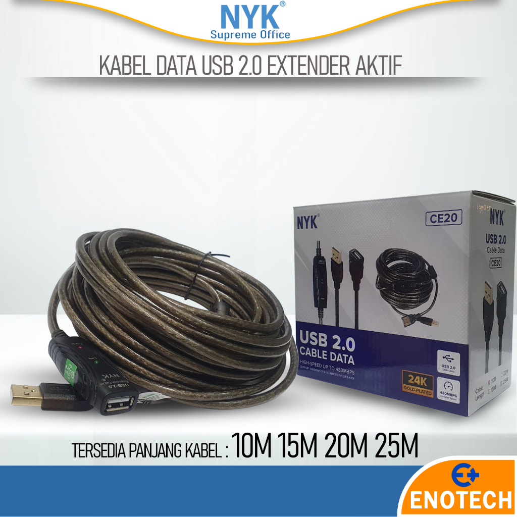 Jual Kabel NYK USB 2.0 Extender Aktif with Chipset 15 Meter | Shopee ...