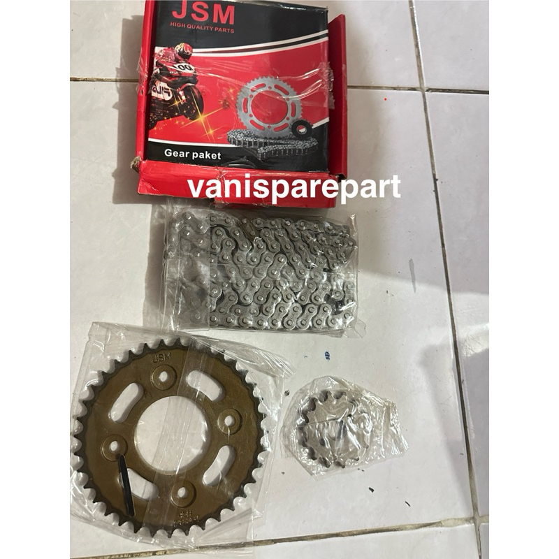 Jual GER GEAR SET GEAR DEPAN BELAKANG RANTAI SET SUPRA FIT NEW MERK JSM | Shopee Indonesia
