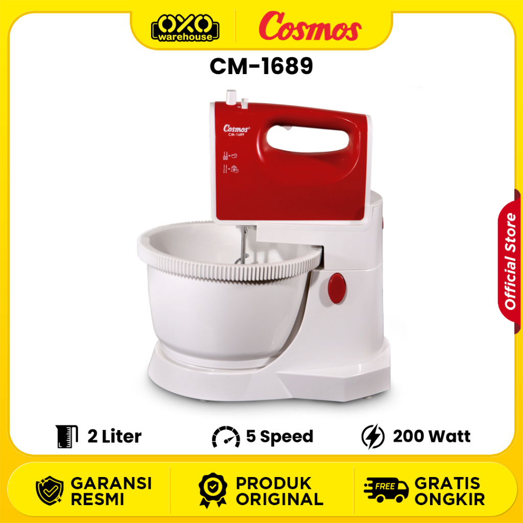 Jual COSMOS Stand Mixer CM-1689 Mixer Berdiri Kapasitas 3 Liter Low ...