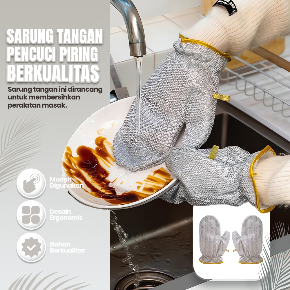 Jual Sarung Tangan Cuci Piring Kawat Baja Pelindung Tangan Kitchen ...