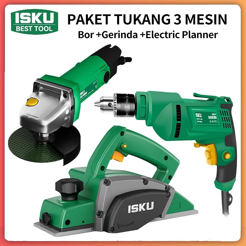 Jual {3 Item Paket Mesin Tukang Kayu Lengkap} ISKU Mesin Gerinda 500W ...