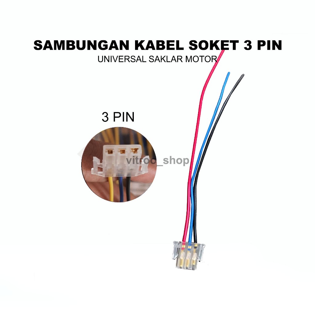 Jual SOC3 - Socket Soket Saklar Kabel Lampu Dim On Off Sein Motor 3 Pin ...