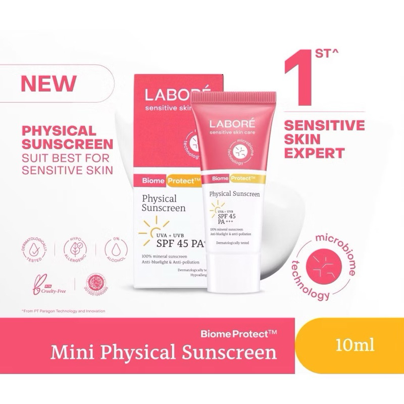 Jual Labore Physical Sunscreen SPF 50 PA++++ Travel Size 10ml - Mineral ...