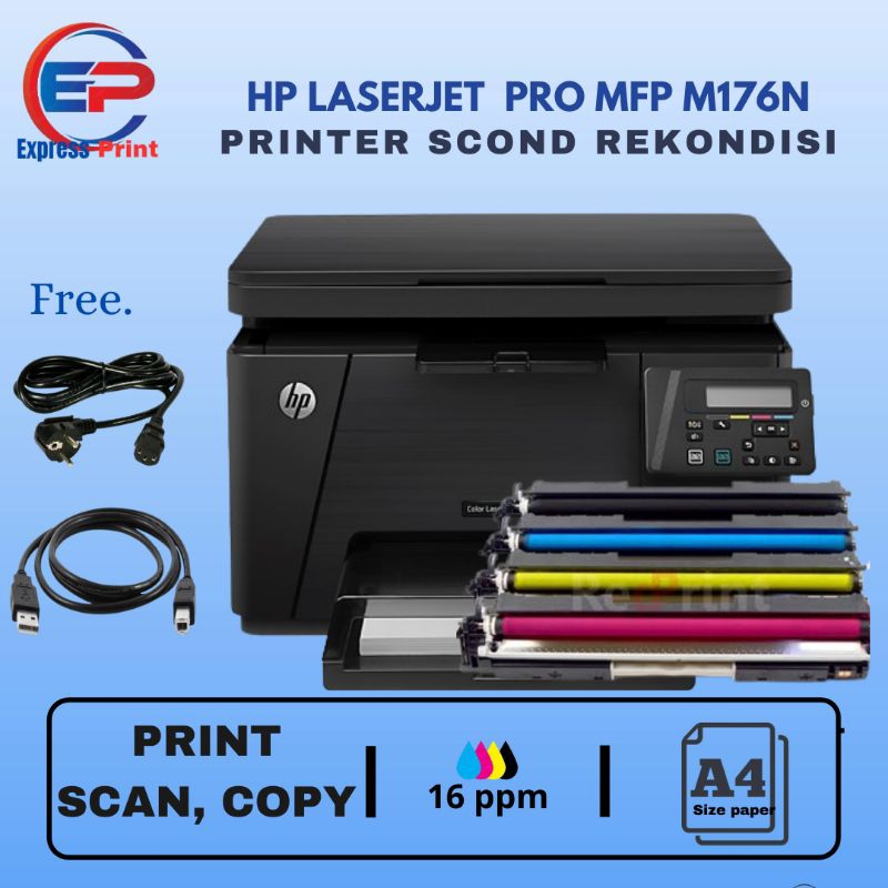 Jual Printer HP color Laser jet pro mfp m176N Print scan copy Warna A4 ...