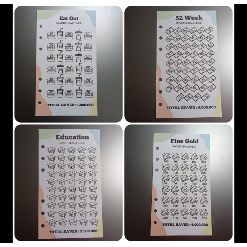Jual Saving Challenge Kertas Binder A6 | Shopee Indonesia
