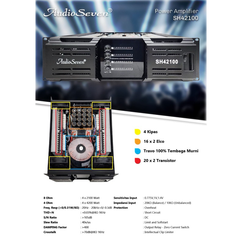 Jual Power Audio seven SH421000 4x2.100 watt | Shopee Indonesia