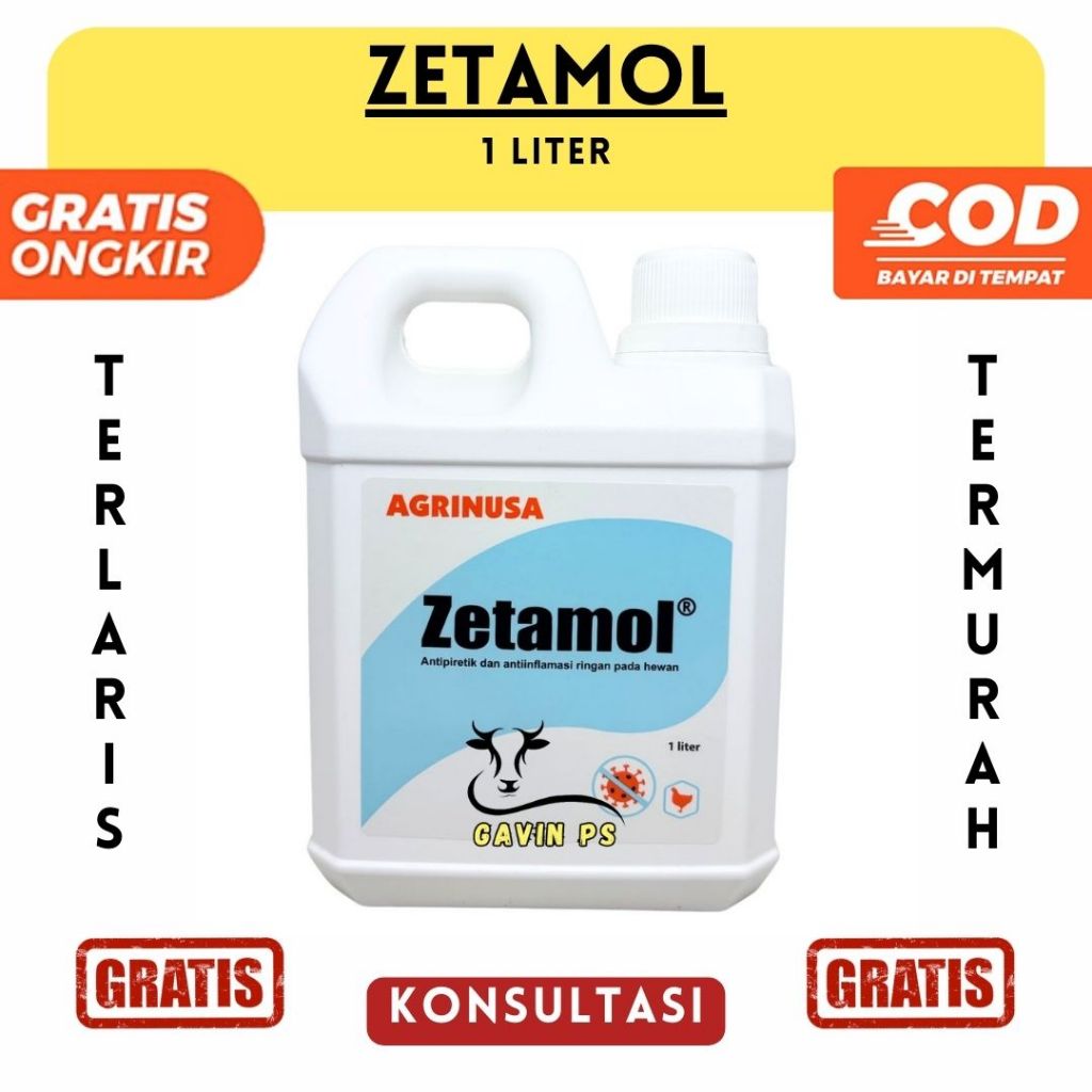Jual ZETAMOL 1 LITER - Obat Radang dan Demam Unggas, Paracetamol Cair ...
