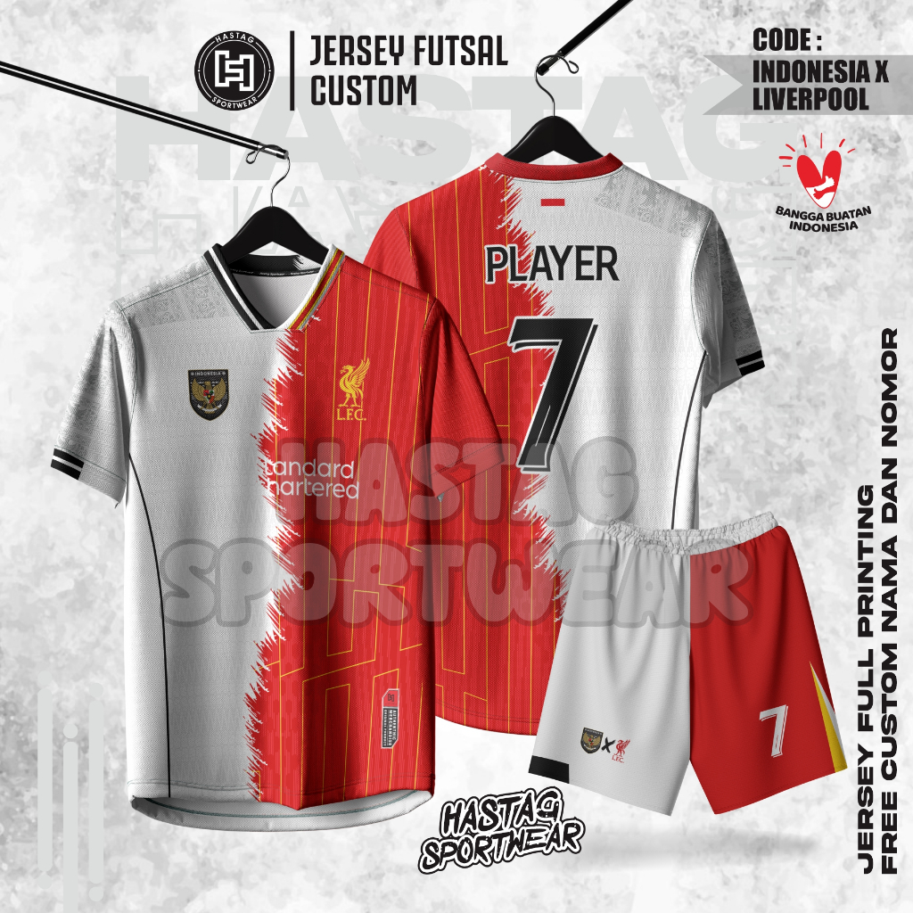 Jual BAJU JERSEY INDONESIA X LIVERPOOL TERBARU 2025 PUTIH MERAH, FREE ...