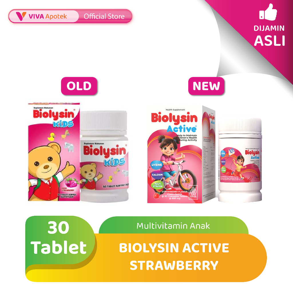 Jual Biolysin Active Strawberry Multivitamin Anak (30 Tablet) | Shopee ...