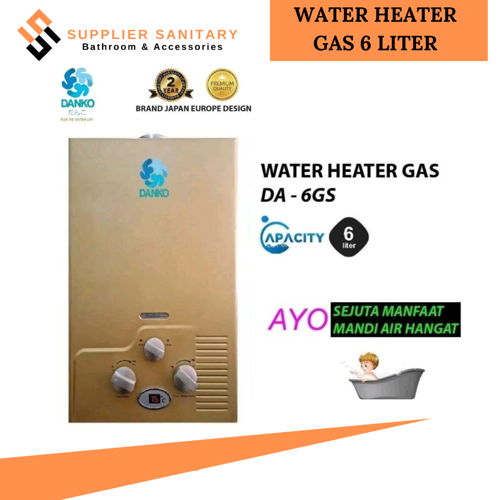 Jual WATER HEATER GAS DANKO DA-6GS/PEMANAS AIR DANKO | Shopee Indonesia