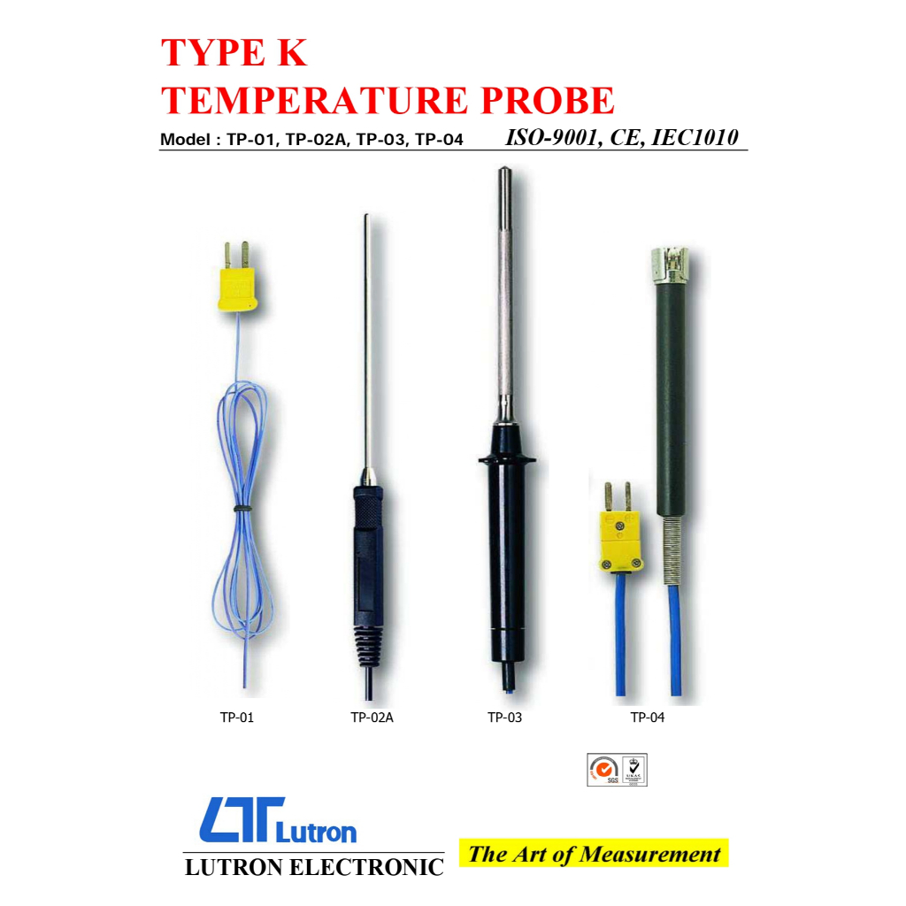 Jual Immertion Temperature Probe Lutron TP-02A (Type K Temp Probe ...