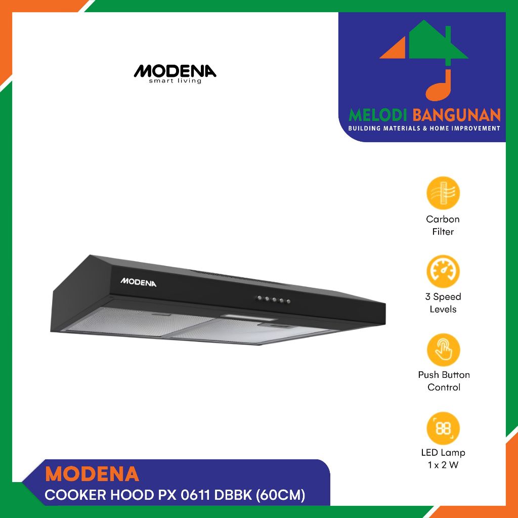Jual Modena - Cooker Slim Hood + Penghisap Asap Kompor Px 0611 Dbbk Px0611 Black | Shopee Indonesia