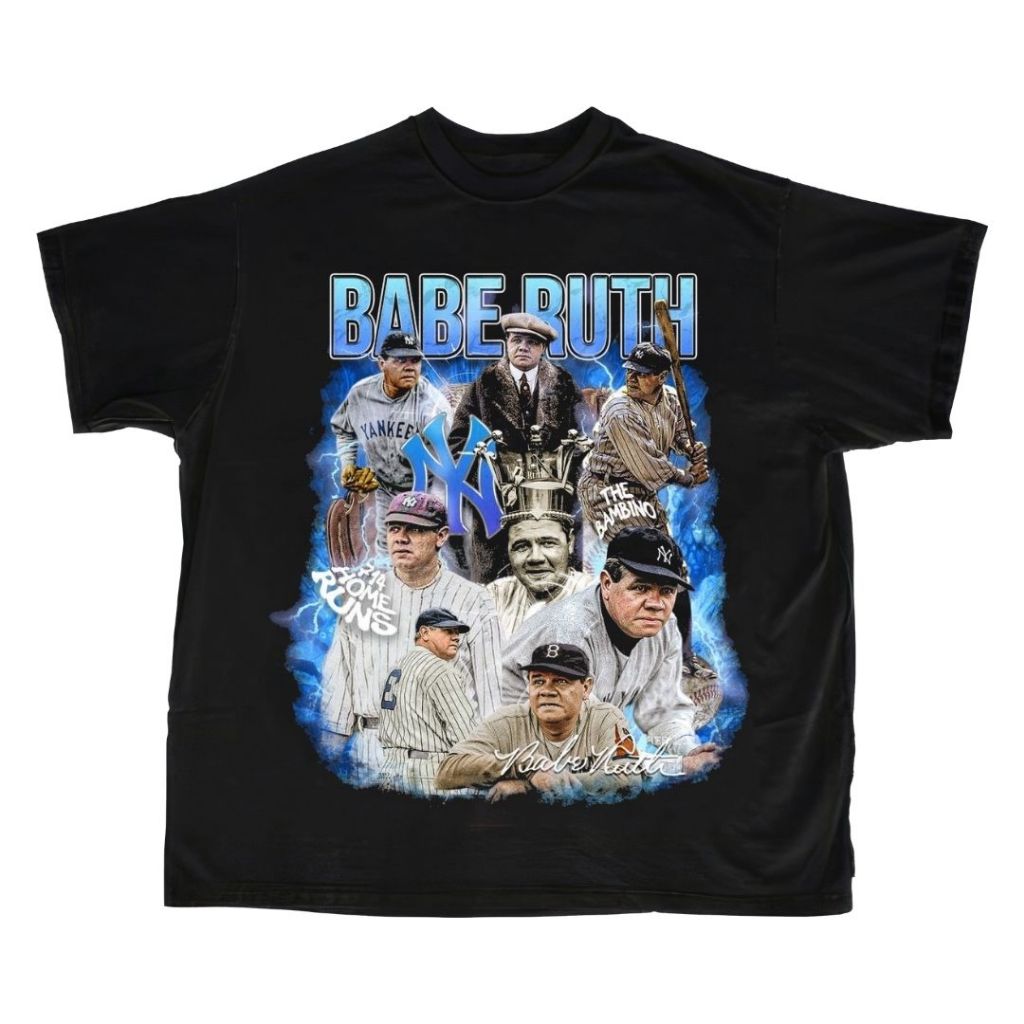 Jual Mad Be Happy "Babe Ruth" Oversized T-Shirt | Black | Kaos Oversize ...