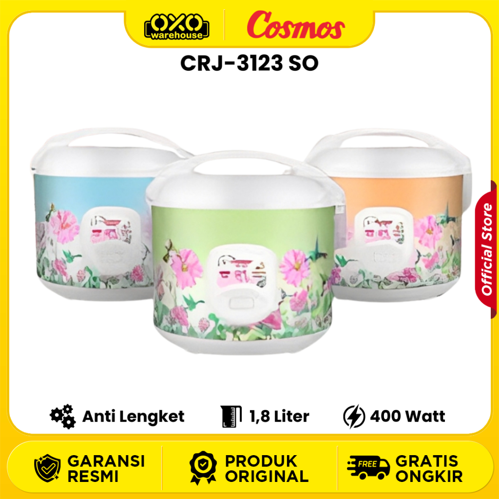 Jual COSMOS Rice Cooker CRJ-3123 Mejikom 1,8 Liter Non Stick Anti ...