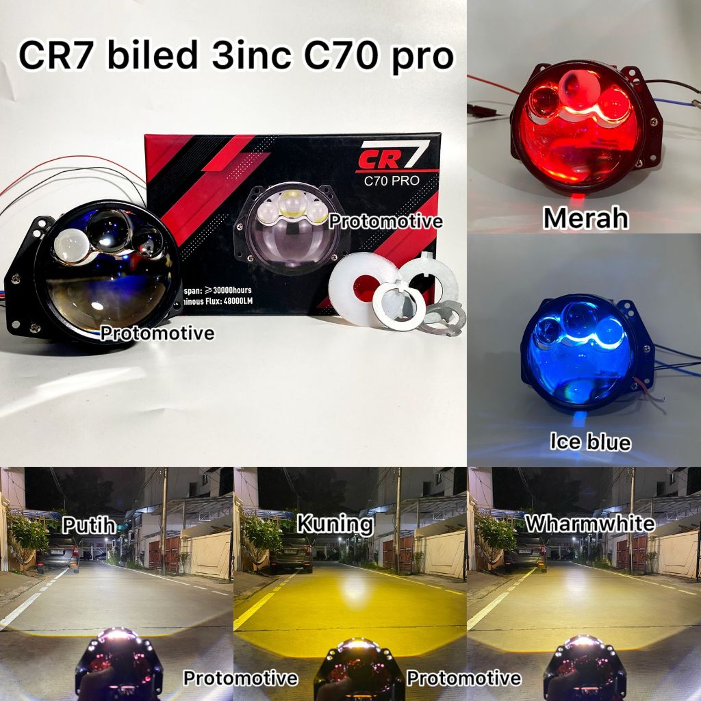 Jual CR7 Lampu Utama Biled C70 Pro Blue Lens 3inc Original | Shopee ...