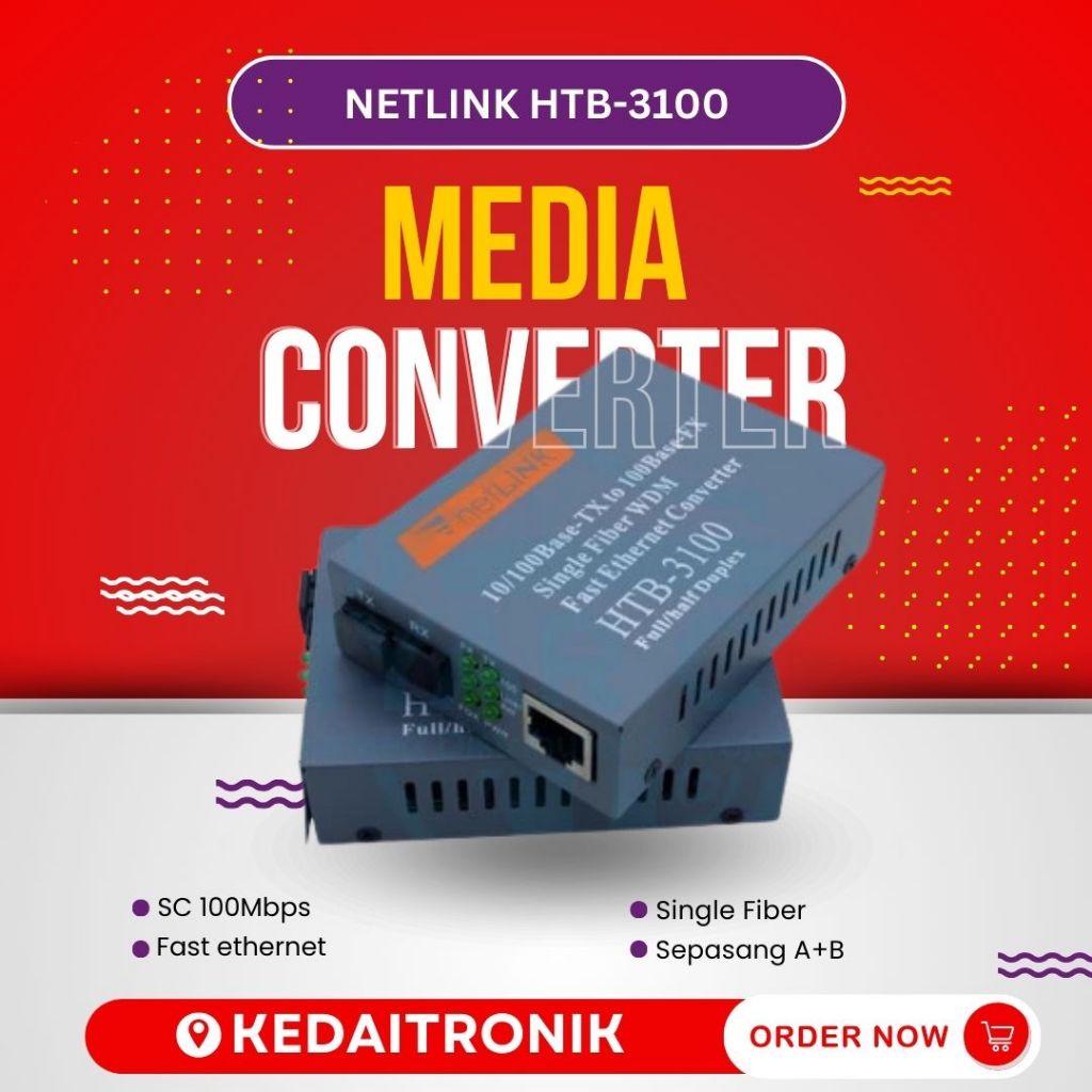 Jual NEW NETLINK HTB 3100 Media Converter 10/100 AB Fiber Optic ...