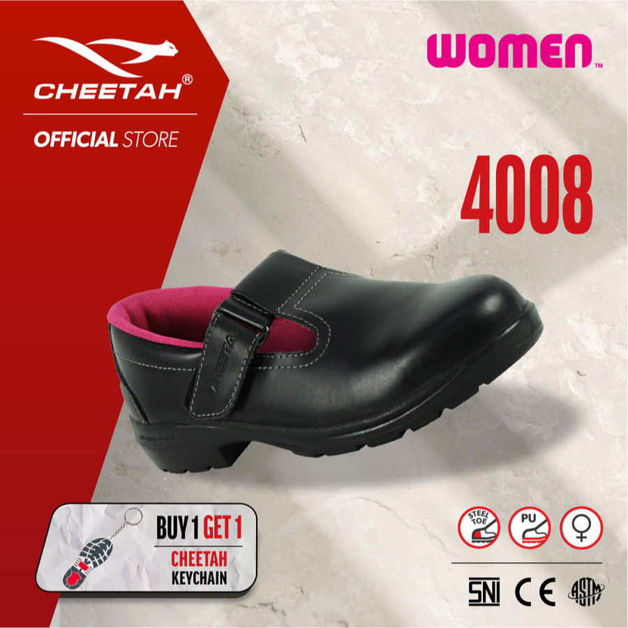 Jual Sepatu safety Cheetah 4008 H - Single Sol Polyurethane - Safety Shoes Woman | Shopee Indonesia