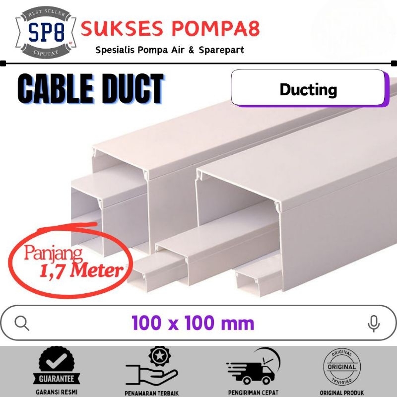 Jual Kabel DUCT / Trunking 100x100 (1,7 Meter) Polos / Wiring DUCT ...