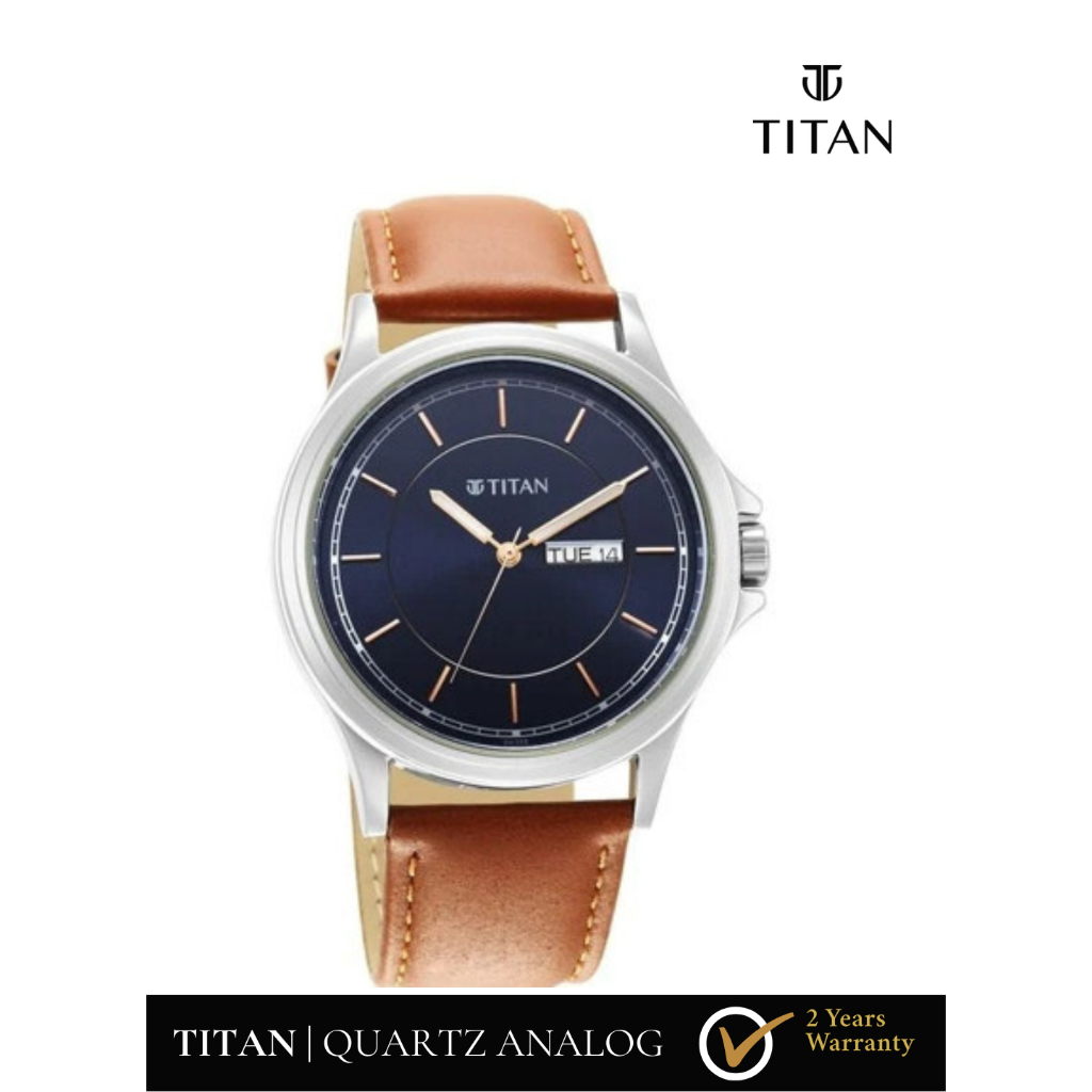 Jual Jam Tangan Pria Titan Quartz Analog with Day and Date Black Dial ...