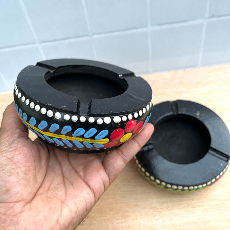 Jual Asbak Kayu Lukis Etnik / Asbak Motif Souvenir Oleh Oleh Kerajian ...