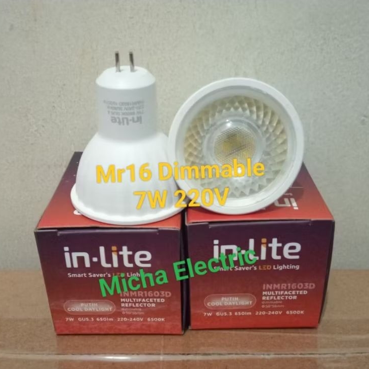 Jual INLITE Lampu Spotlight DIMMER MR16 7W 220V / Lampu Sorot Halogen DIMMABLE Mr16 7W 220V ...