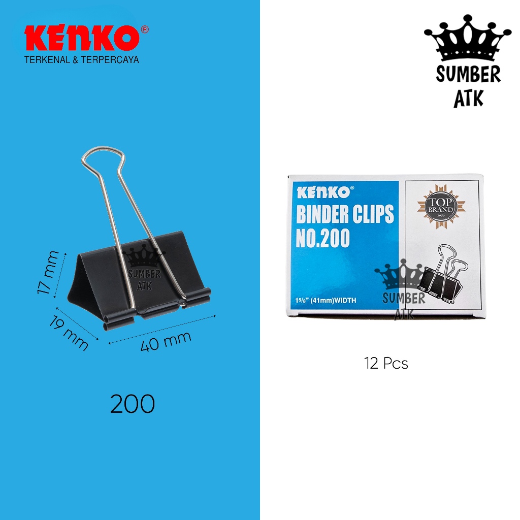 Jual BINDER CLIP KENKO No.200 BINDER CLIP / PENJEPIT KERTAS / KLIP ...