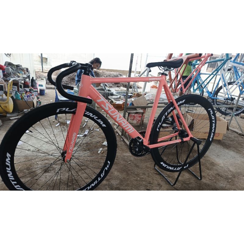 Jual sepeda fixie tsunami pink custom | Shopee Indonesia
