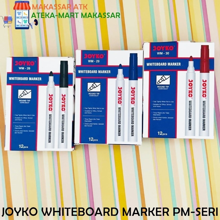 Jual [BOX/12PCS] JOYKO WHITEBOARD MARKER WM-28 WM-29 WM-30 SPIDOL PAPAN ...
