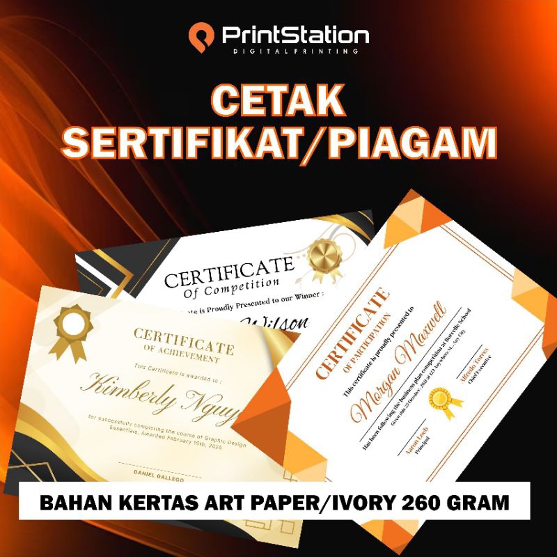 Jual CETAK PIAGAM ATAU SERTIEFIKAT UKURAN A4 ATAU F4 | Shopee Indonesia