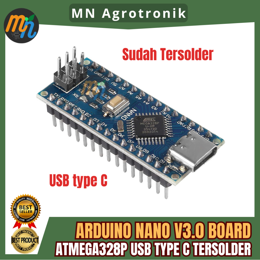 Jual Nano V3.0 Board ATMega328P Arduino Nano USB TYPE C Solder ATMega328 | Shopee Indonesia