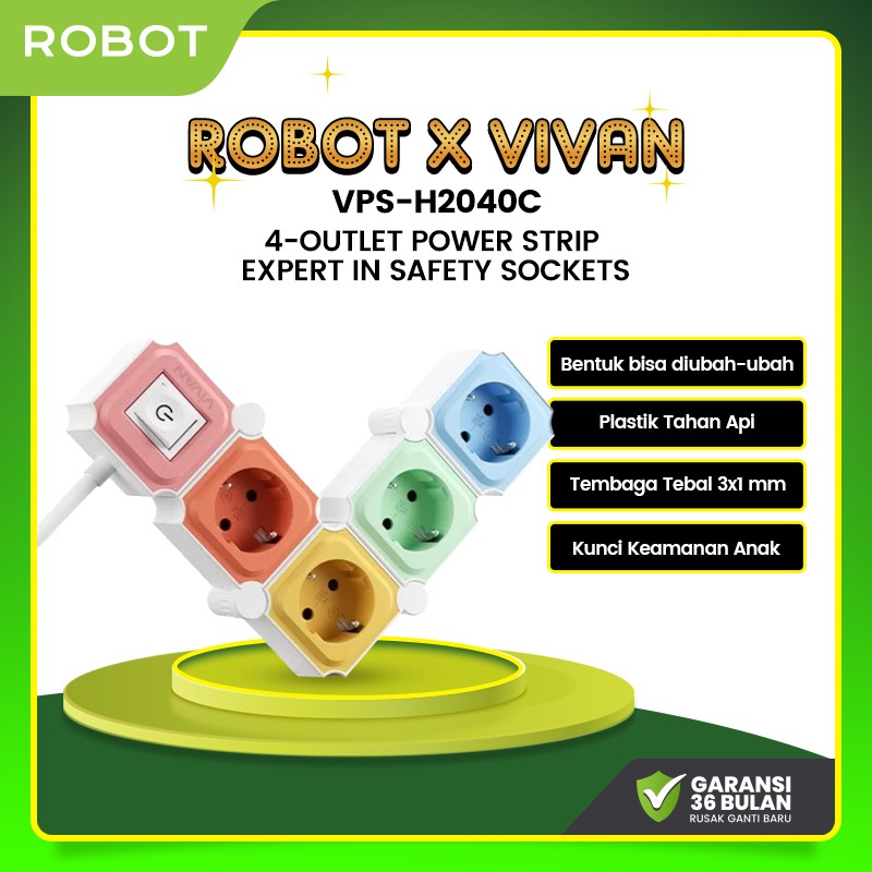 Jual [ROBOT X VIVAN] VIVAN Safety Socket Rainbow Socket 3AC-4AC ...
