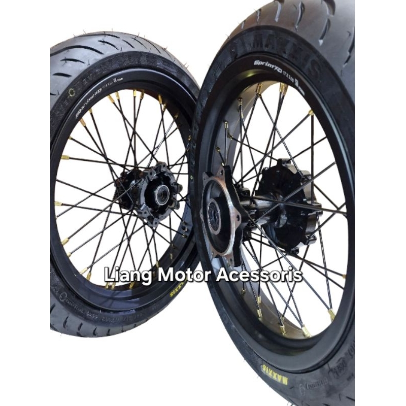Jual Wheelset Velg SuperMoto Ring 17 Tromol Set Jari2 Plus Ban - KLX ...