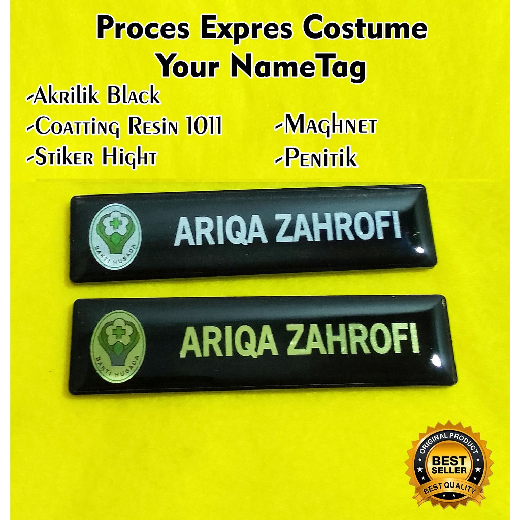 Jual Papan Nama NameTag Dada Gold Silver Putih Resin Dokter Perawat ...
