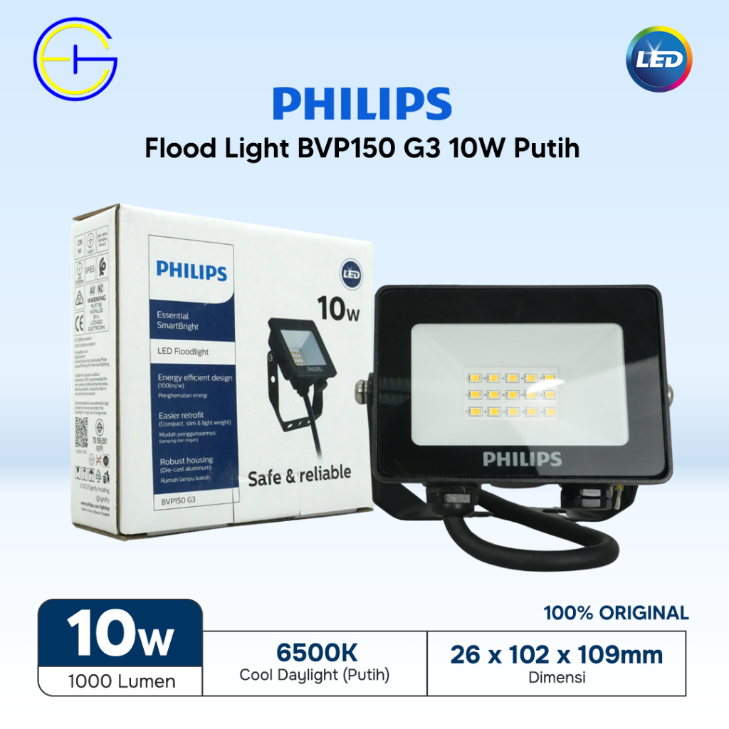 Jual Lampu Sorot LED BVP150 G3 Philips 10W LED10 FloodLight Outdoor ...
