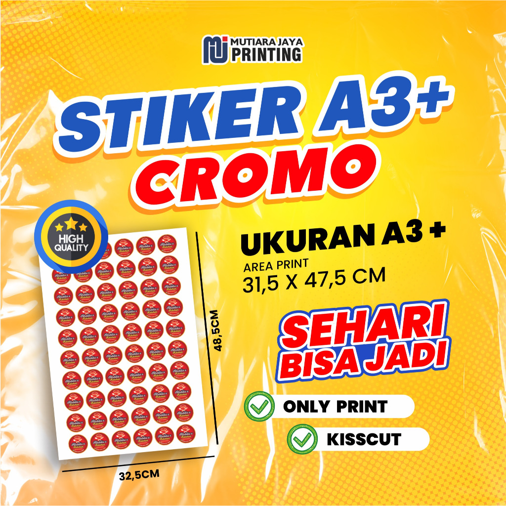 Jual cetak stiker label A3+ sehari jadi. STIKER CHROMO+cutting | Shopee ...