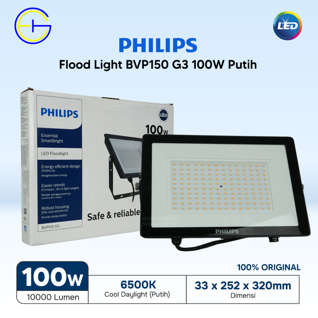 Jual Lampu Sorot LED BVP150 G3 Philips 100W LED100 FloodLight Outdoor | Shopee Indonesia
