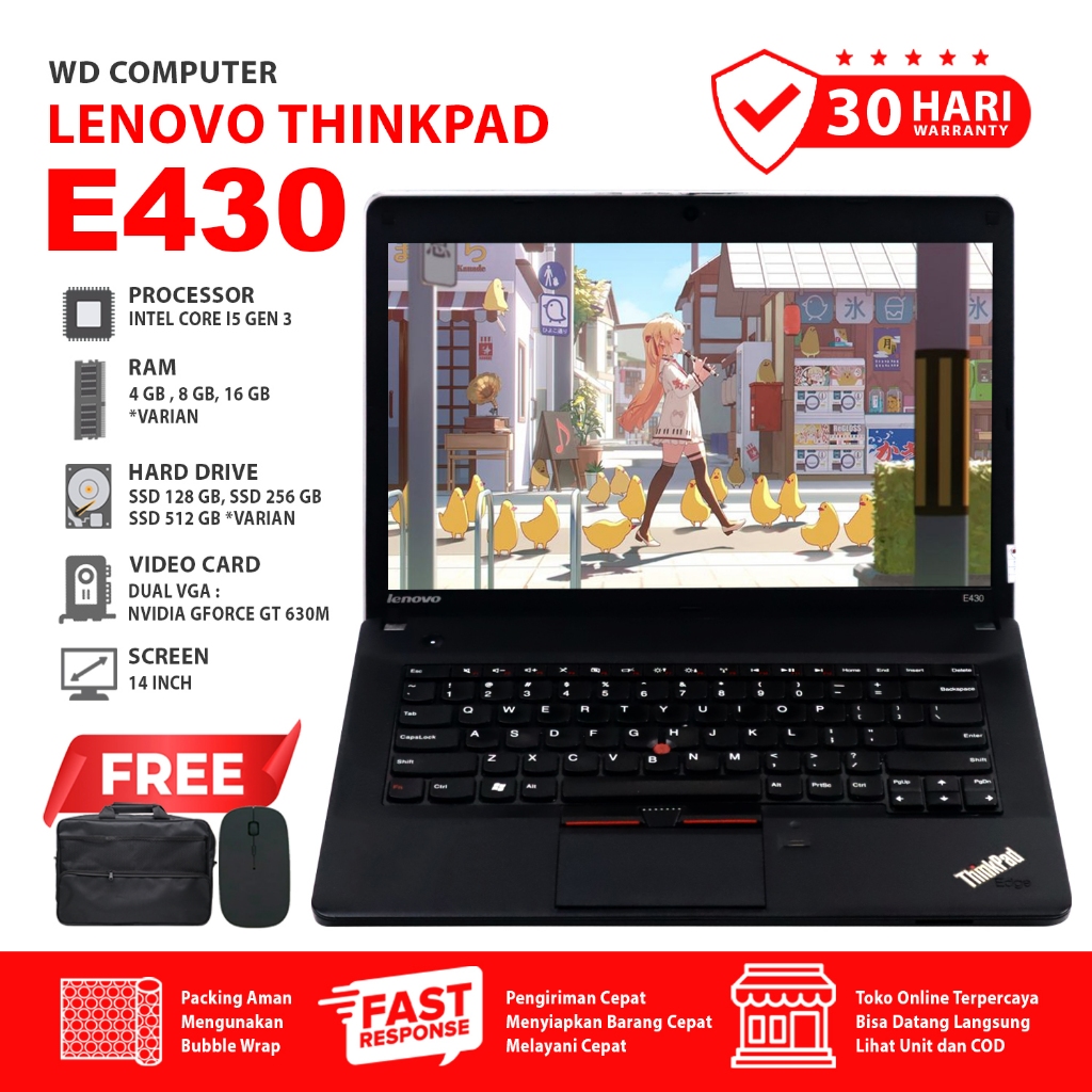 Jual Lenovo Thinkpad E430 NVIDIA GEFORCEGT 630M I Core I5 Gen 3 I Ram 8 Gb Ssd 1 TB I Bonus ...