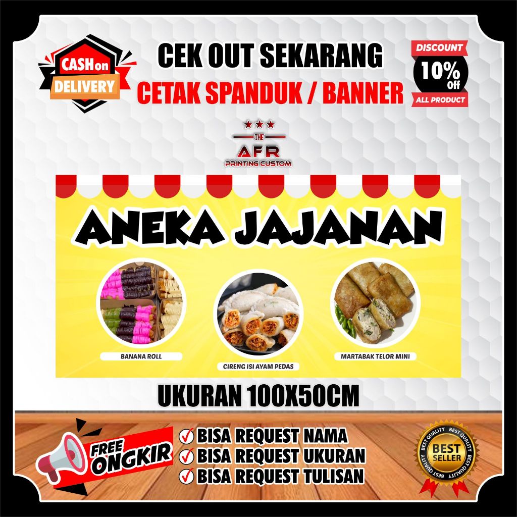 Jual BANNER JAJANAN CUSTOM UKURAN 120 X 60 | Shopee Indonesia